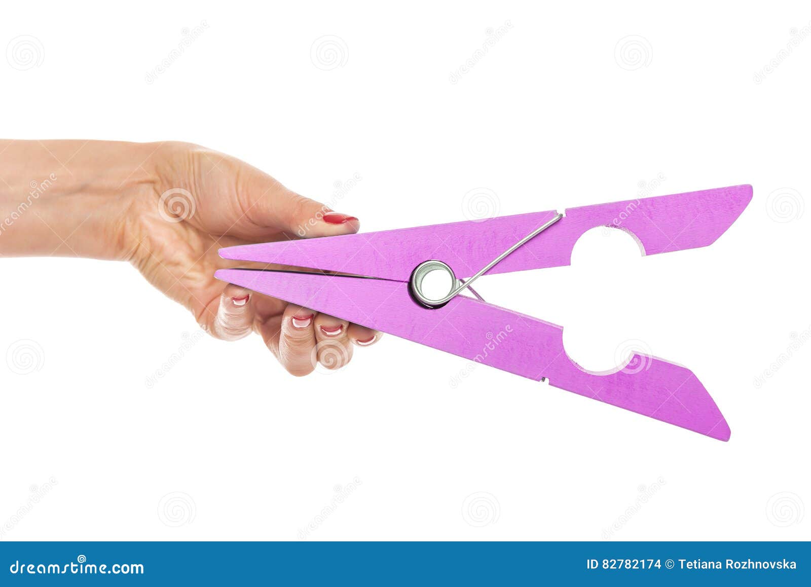 Large Clothes Pin in His Hand. Stock Photo - Image of squeeze, hand ...