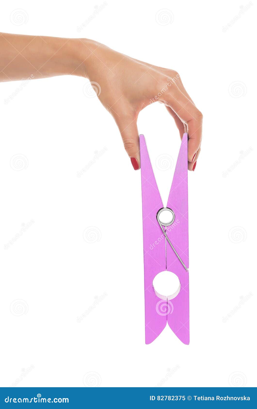 Large Clothes Pin in His Hand. Stock Image - Image of empty, pinching ...