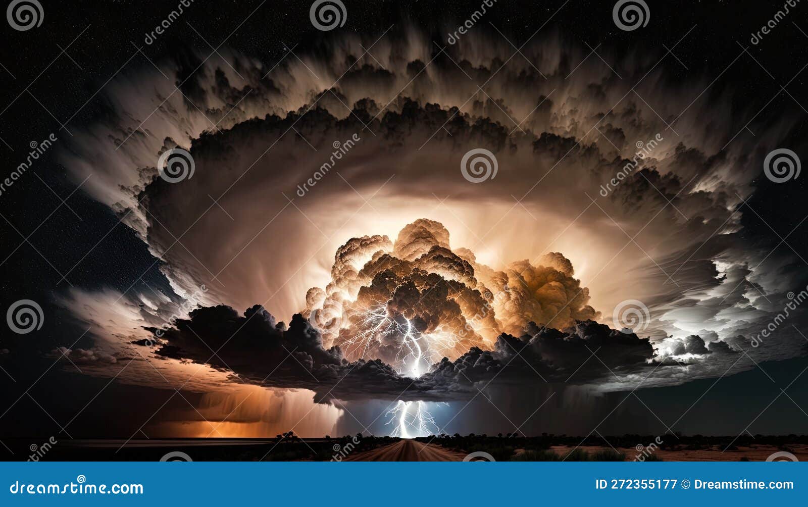 A Large Cloud Filled with Lightning and Lightning Bolt in the Sky Stock ...