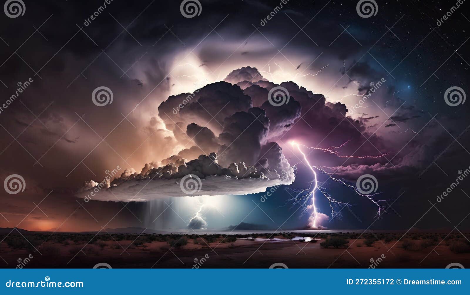 A Large Cloud with a Lightning Bolt Coming Out of it Stock Illustration ...