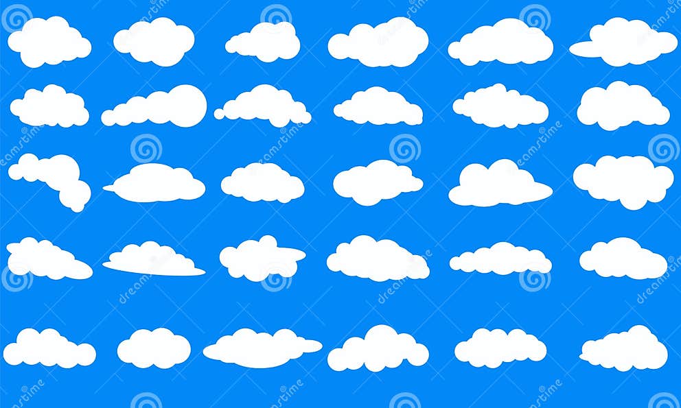A Large Cloud Set of 30 Different Original Clouds Stock Vector ...