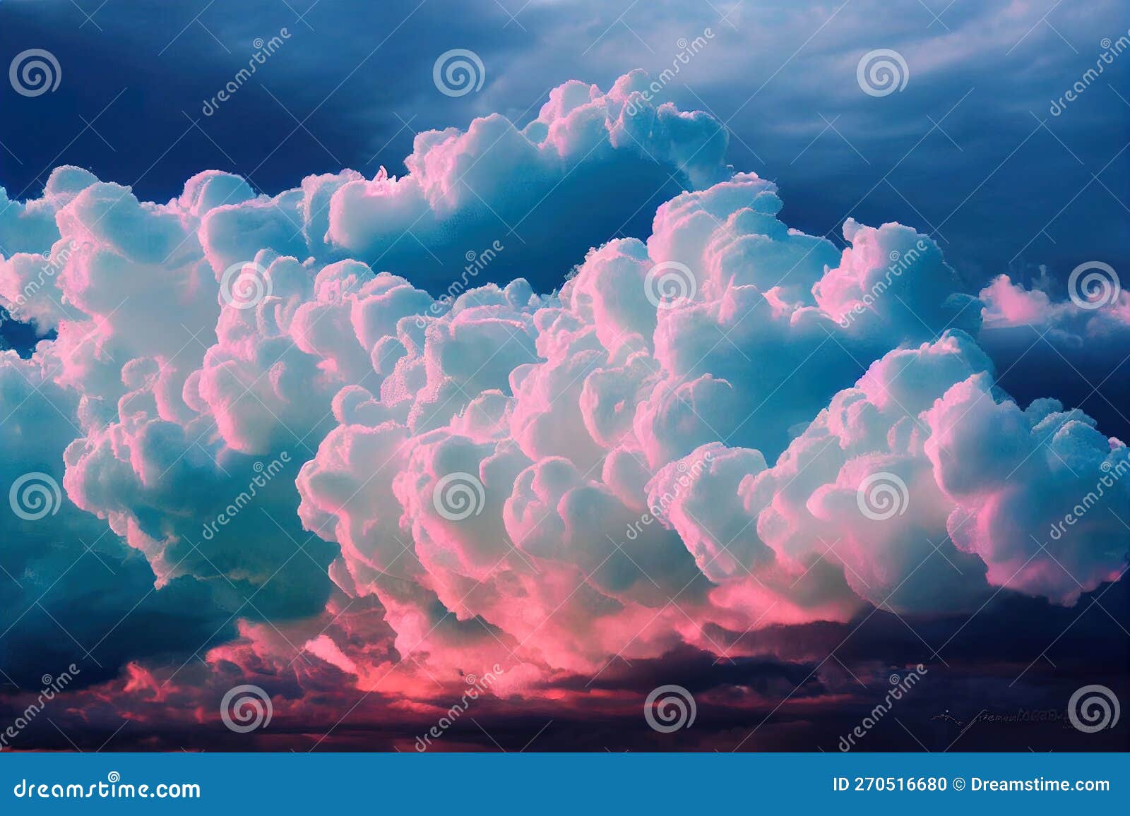 A Large Cloud is in the Sky with a Pink and Blue Hues on it S Side and ...