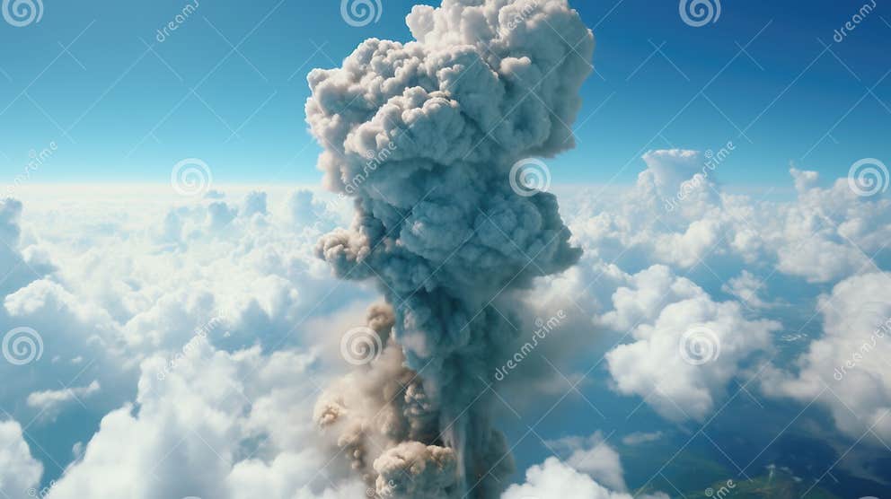 A Large Cloud of Smoke is Seen in the Sky, AI Stock Illustration ...