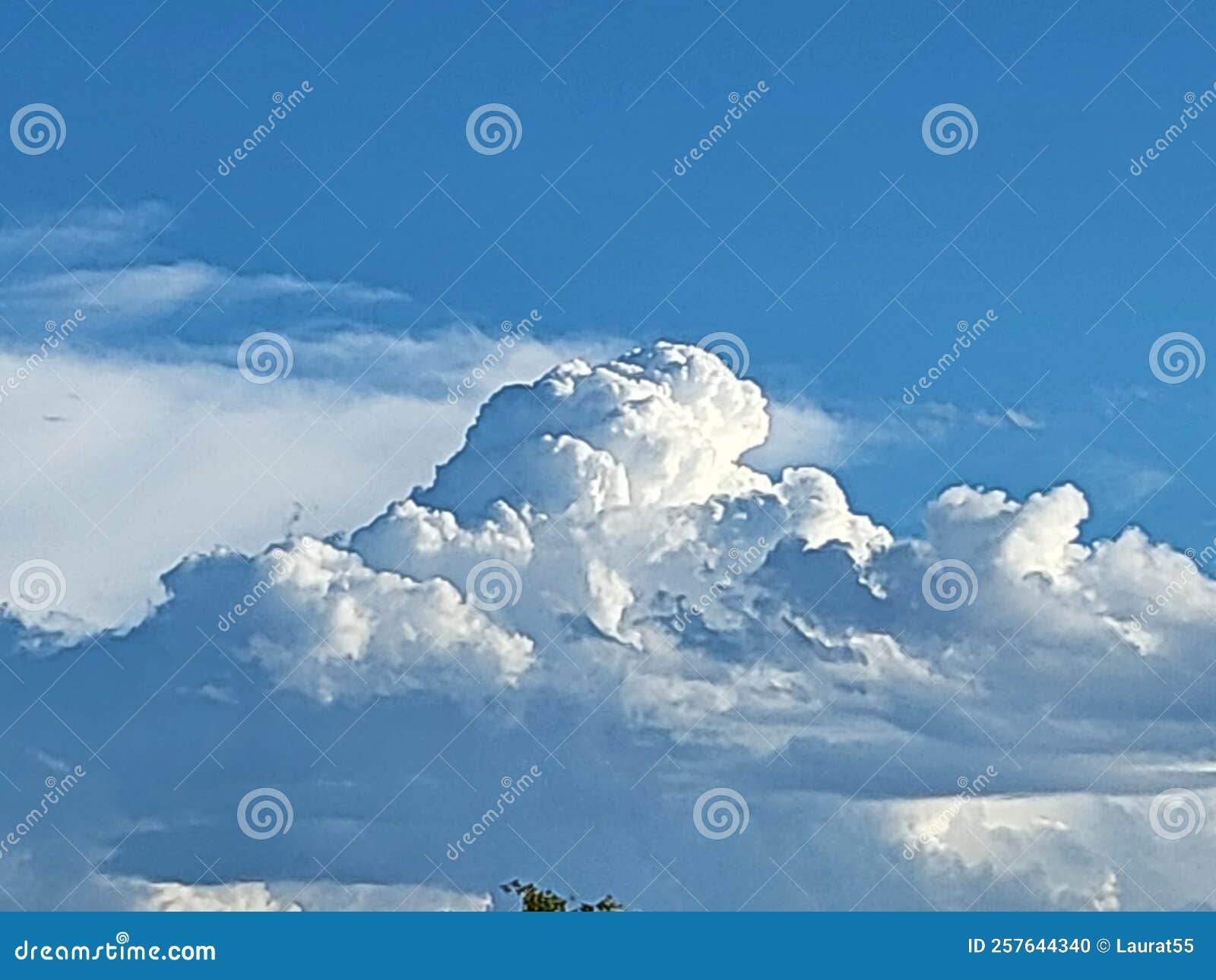 Large Cloud Waves Float Across the Blue Sky! Stock Photo - Image of ...