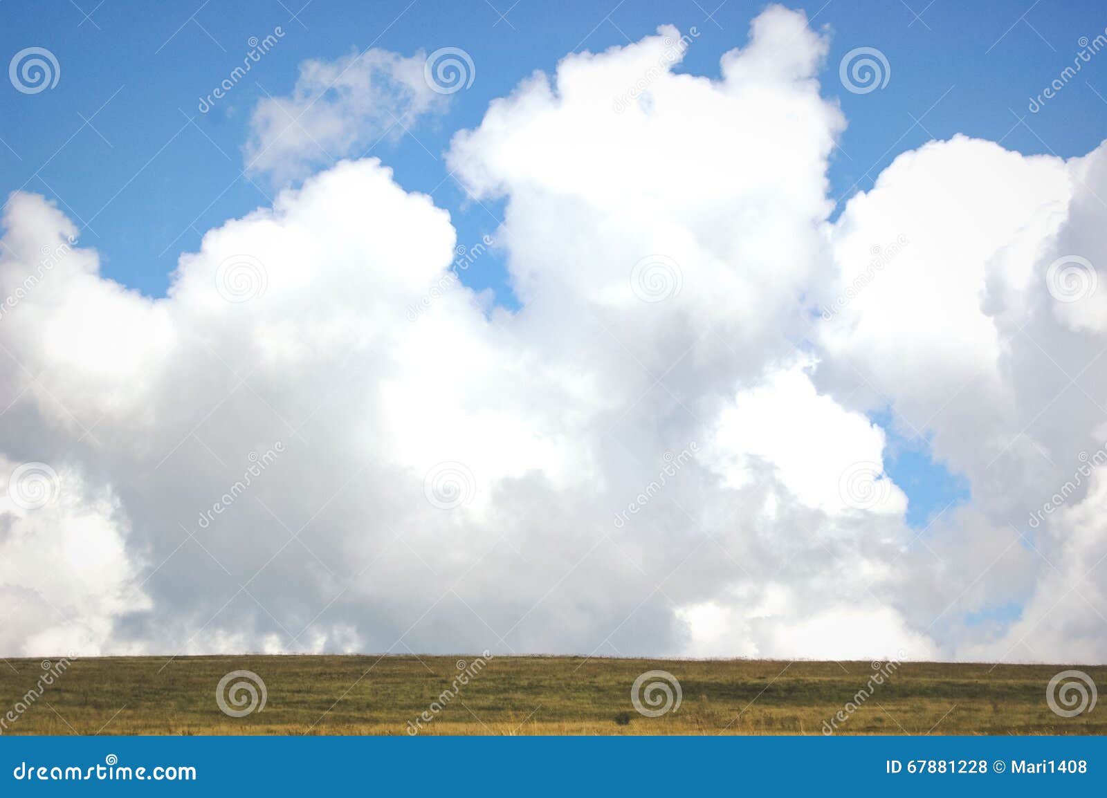Large clouds and field stock photo. Image of horizontal - 67881228