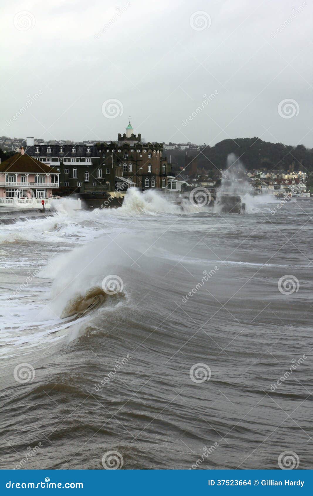 Large Coastal Waves editorial stock image. Image of torbay - 37523664