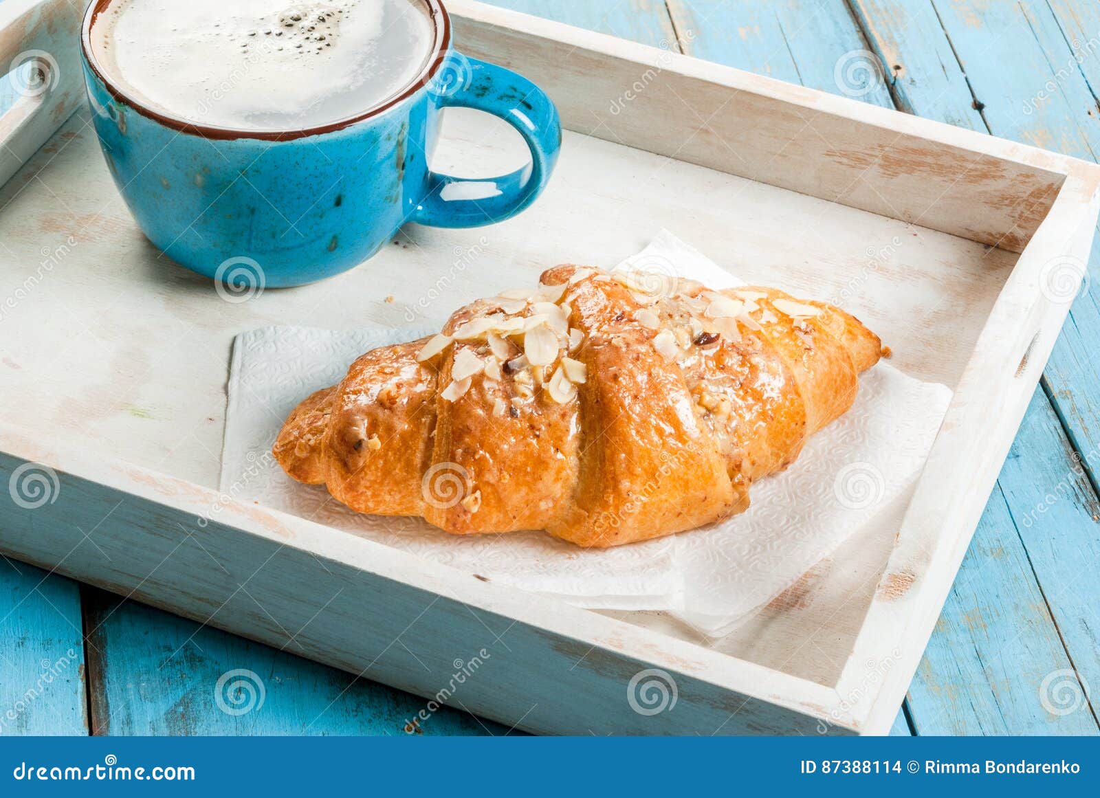 Large Coffee Mug and Croissant Stock Photo - Image of garden, sweet ...