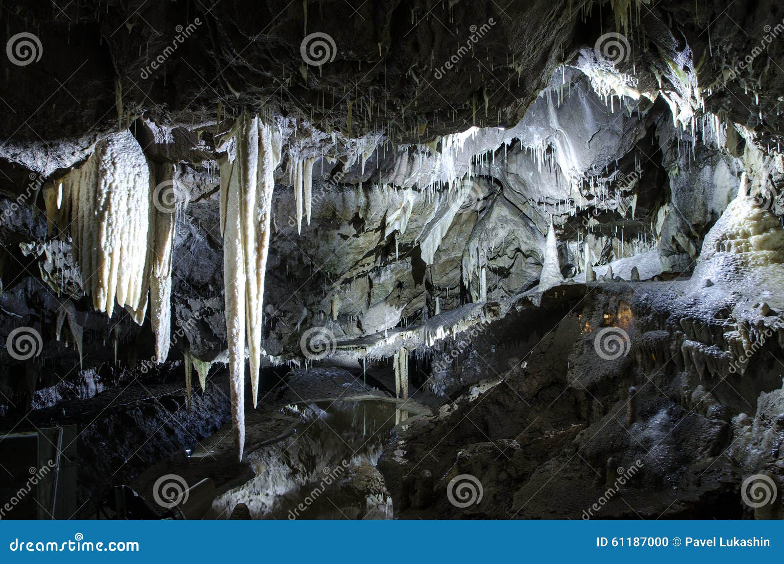 Large Cold Cave with Stalactites and Stalagmites Stock Photo - Image of ...