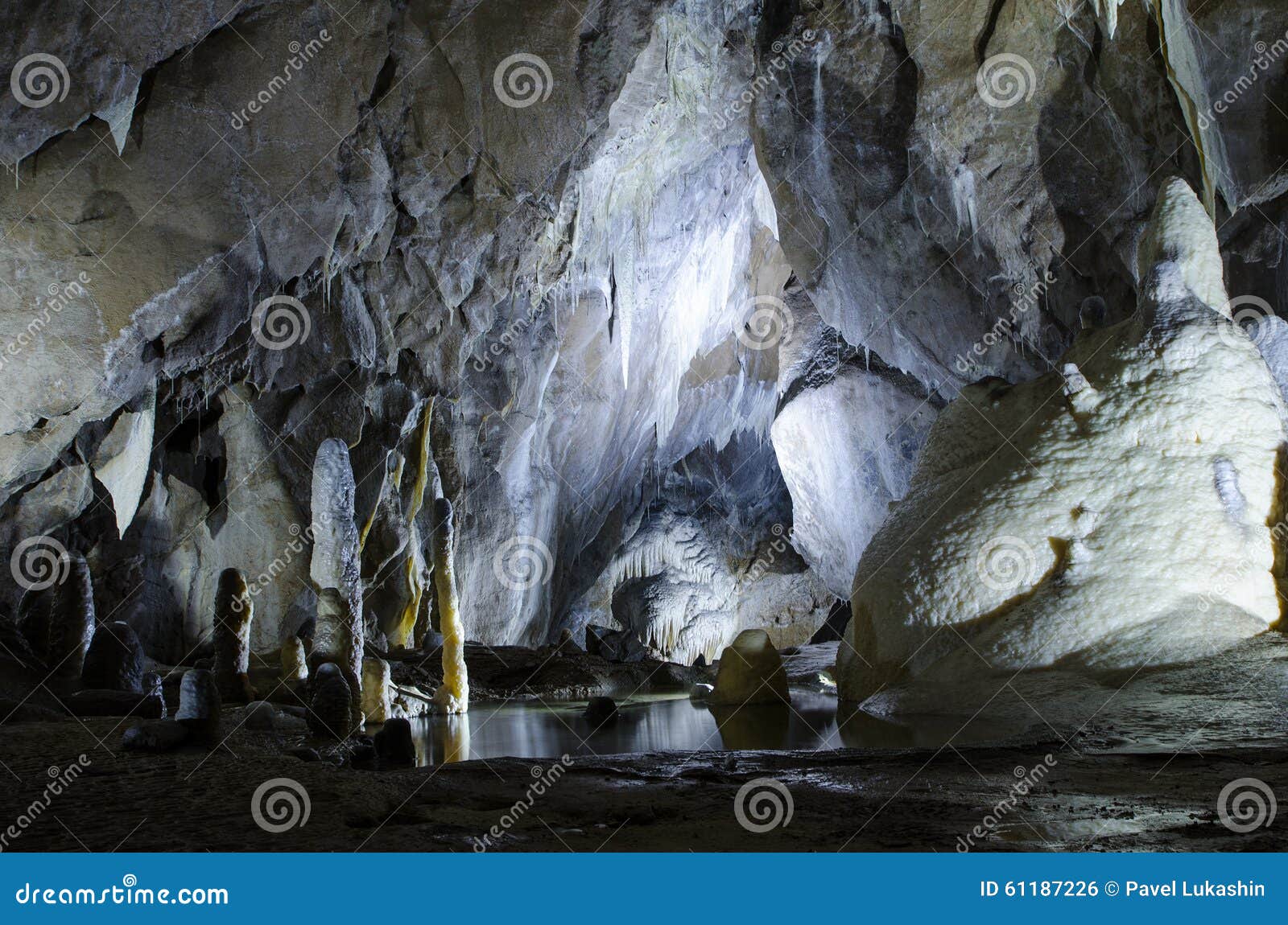 Large Cold Cave with Stalactites and Stalagmites Stock Photo - Image of ...