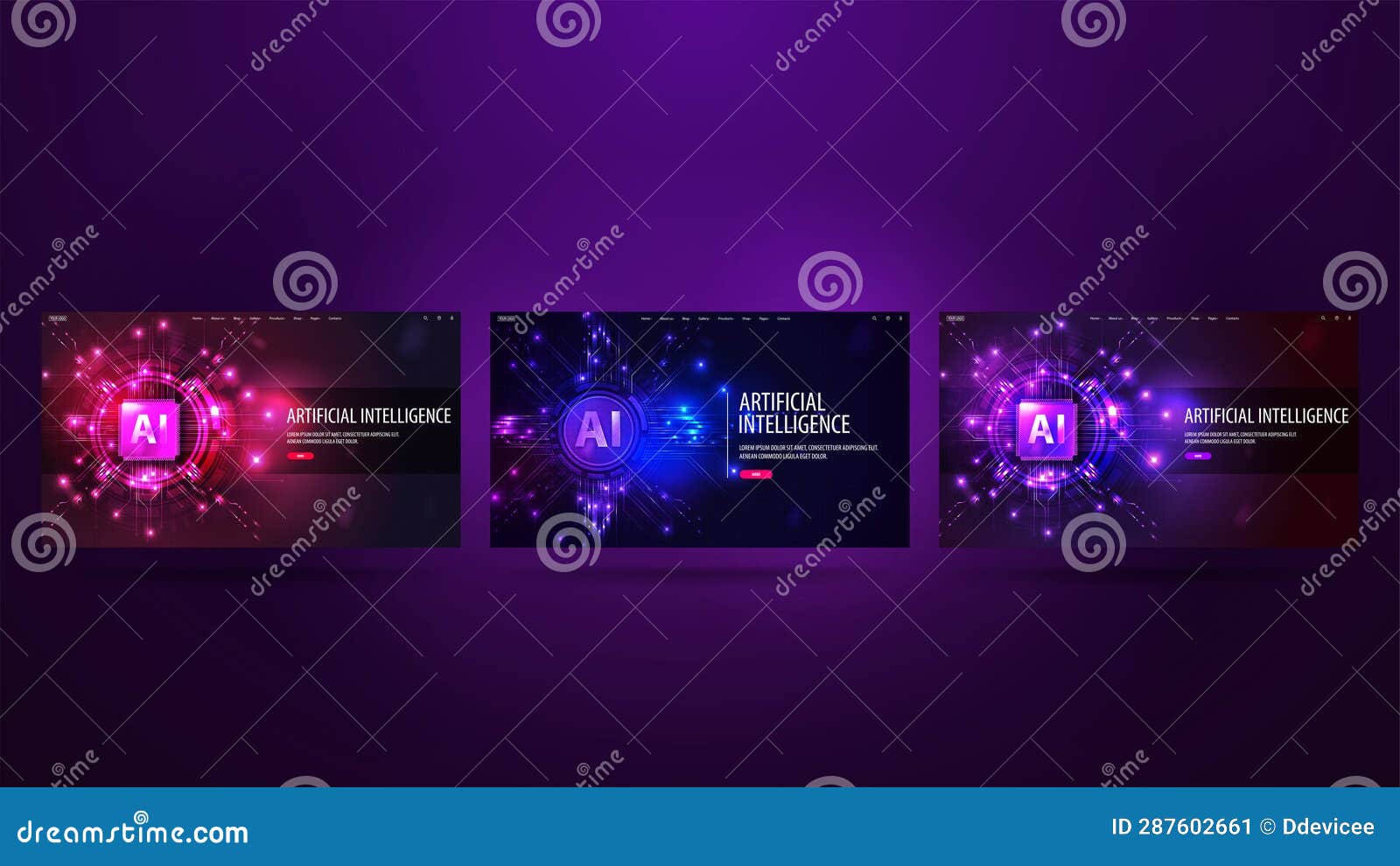 Large Collection of Artificial Intelligence Web Banners with Artificial ...
