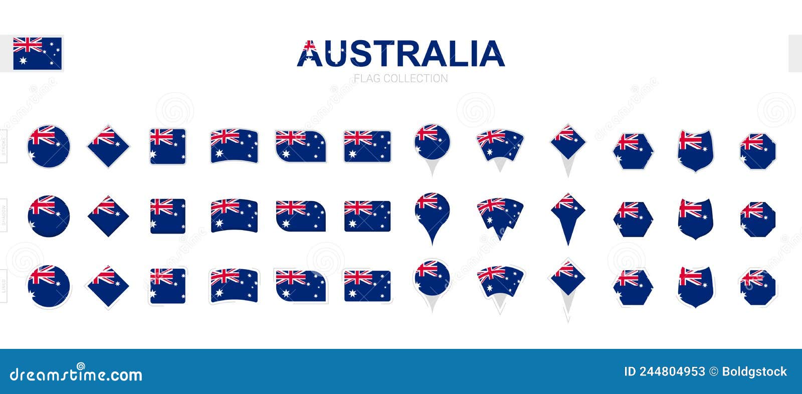 Large Collection of Australia Flags of Various Shapes and Effects Stock ...