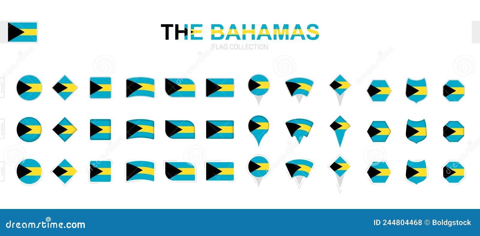 Large Collection of the Bahamas Flags of Various Shapes and Effects ...
