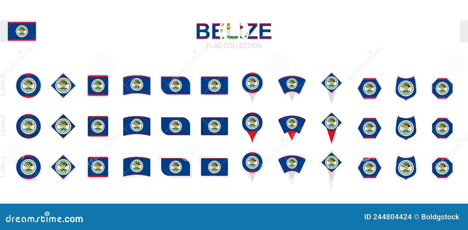 Large Collection of Belize Flags of Various Shapes and Effects Stock ...