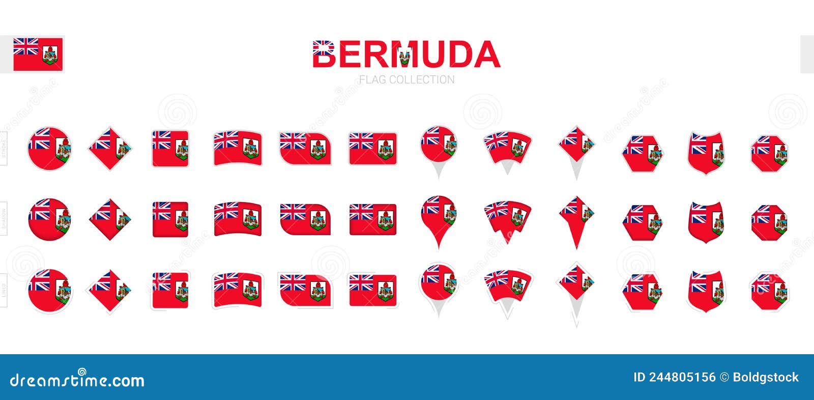 Large Collection of Bermuda Flags of Various Shapes and Effects Stock ...