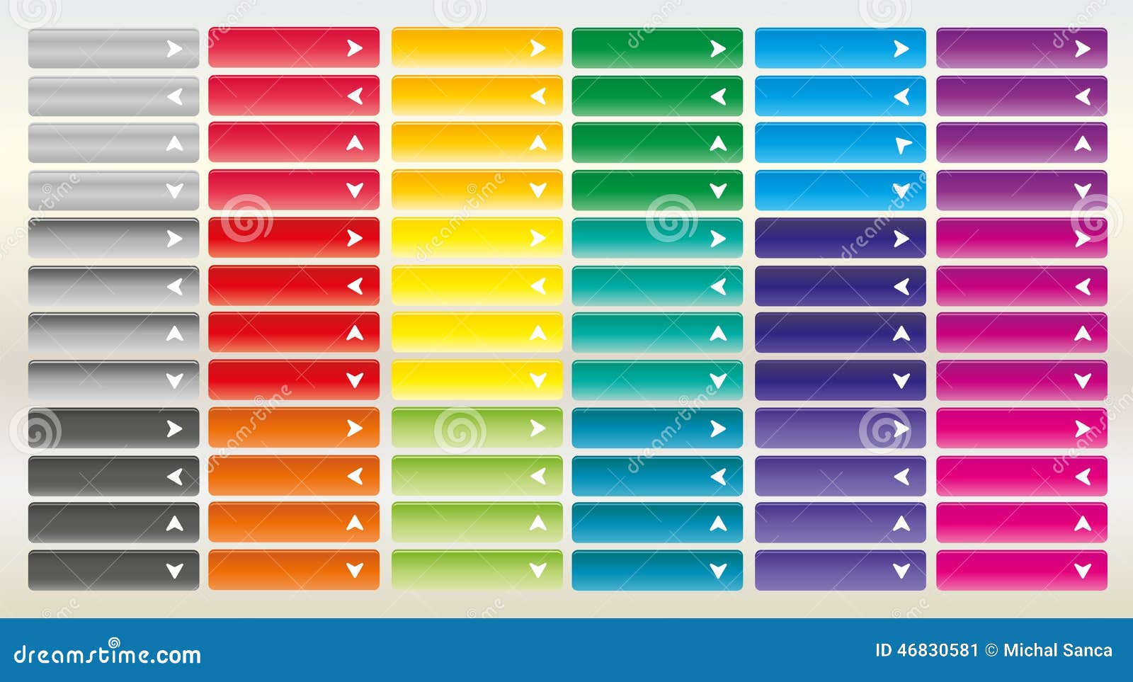 Large Collection of Bright Web Buttons with Arrow. Combination O Stock ...