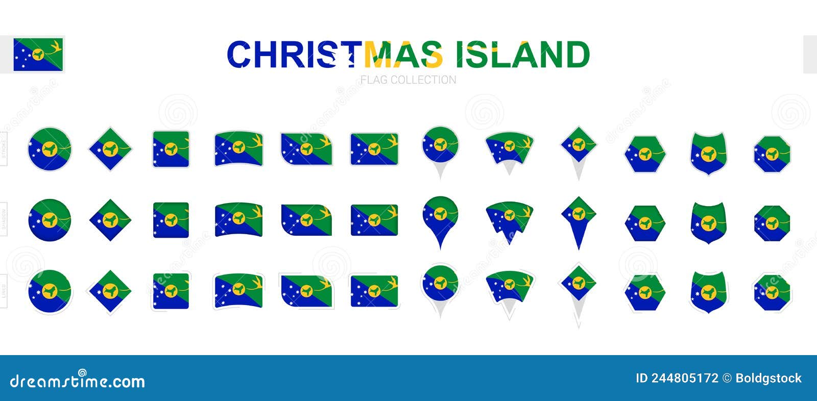 Large Collection of Christmas Island Flags of Various Shapes and ...