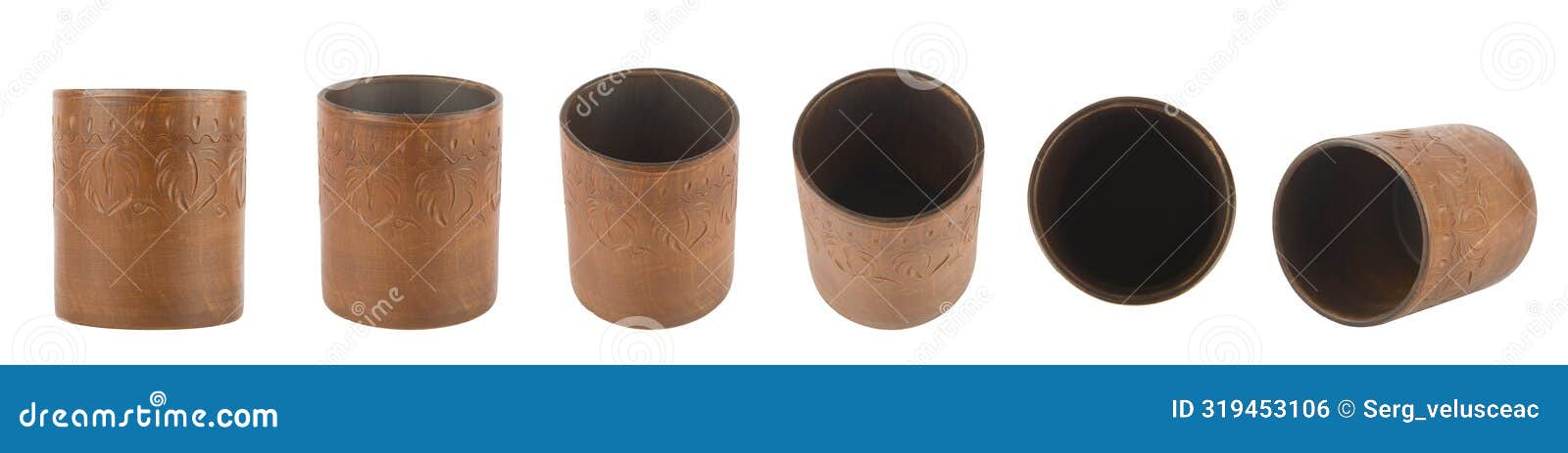 Large Collection of Clay Glasses from Different Angles Isolated on ...