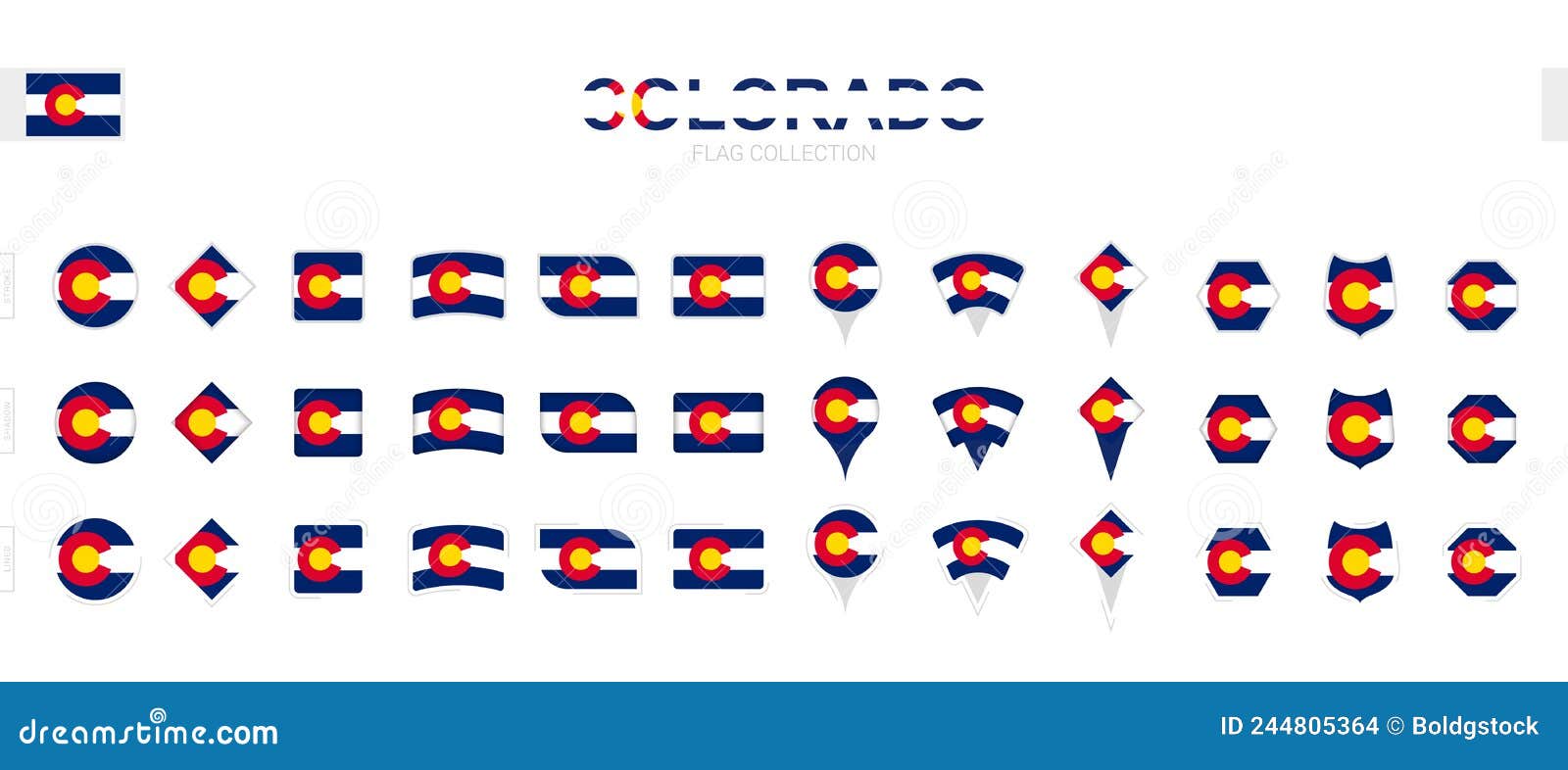 Large Collection of Colorado Flags of Various Shapes and Effects Stock ...