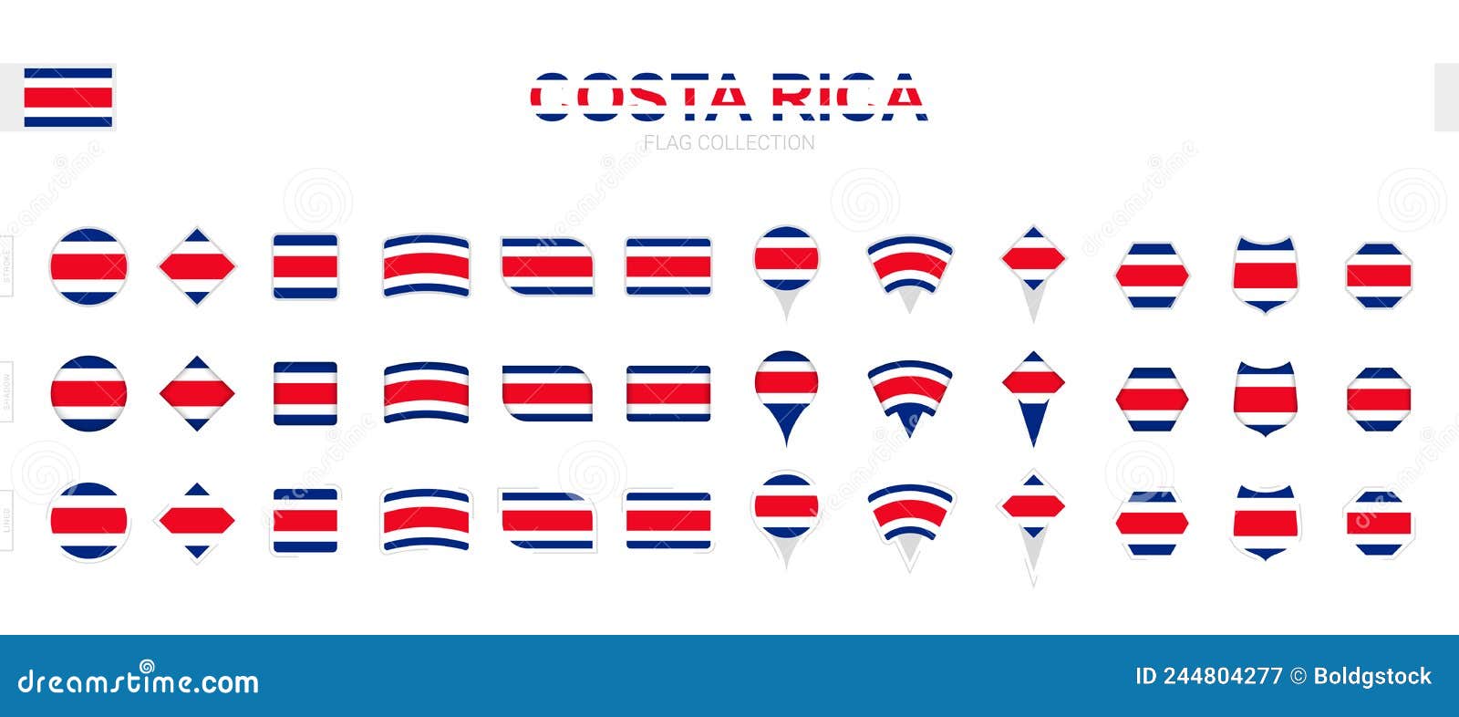 Large Collection of Costa Rica Flags of Various Shapes and Effects ...