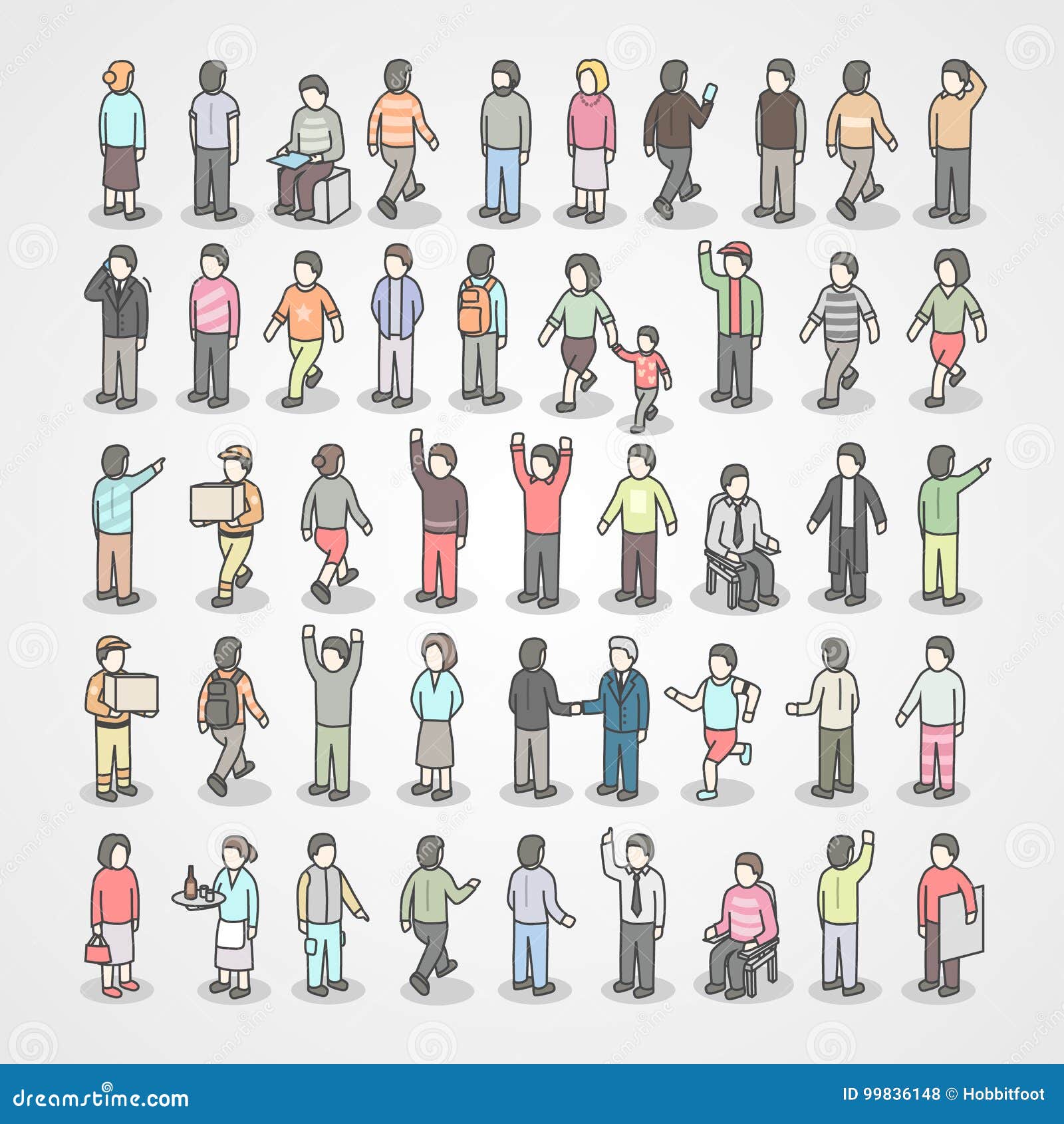 Large Collection of Different People. Set of Poses Stock Vector ...