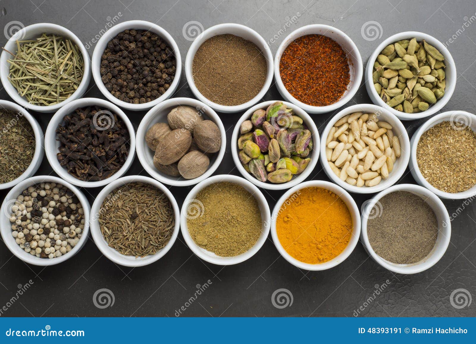 Large Collection of Different Spices and Herbs Isolated on Black Stock ...