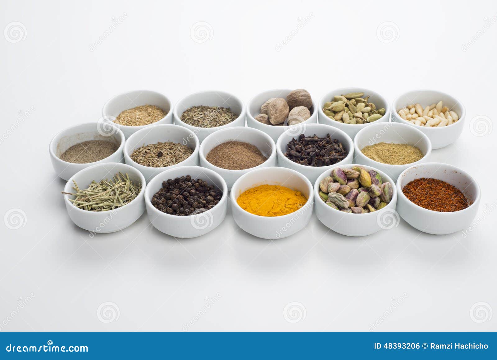 Large Collection of Different Spices and Herbs Isolated on White Stock ...