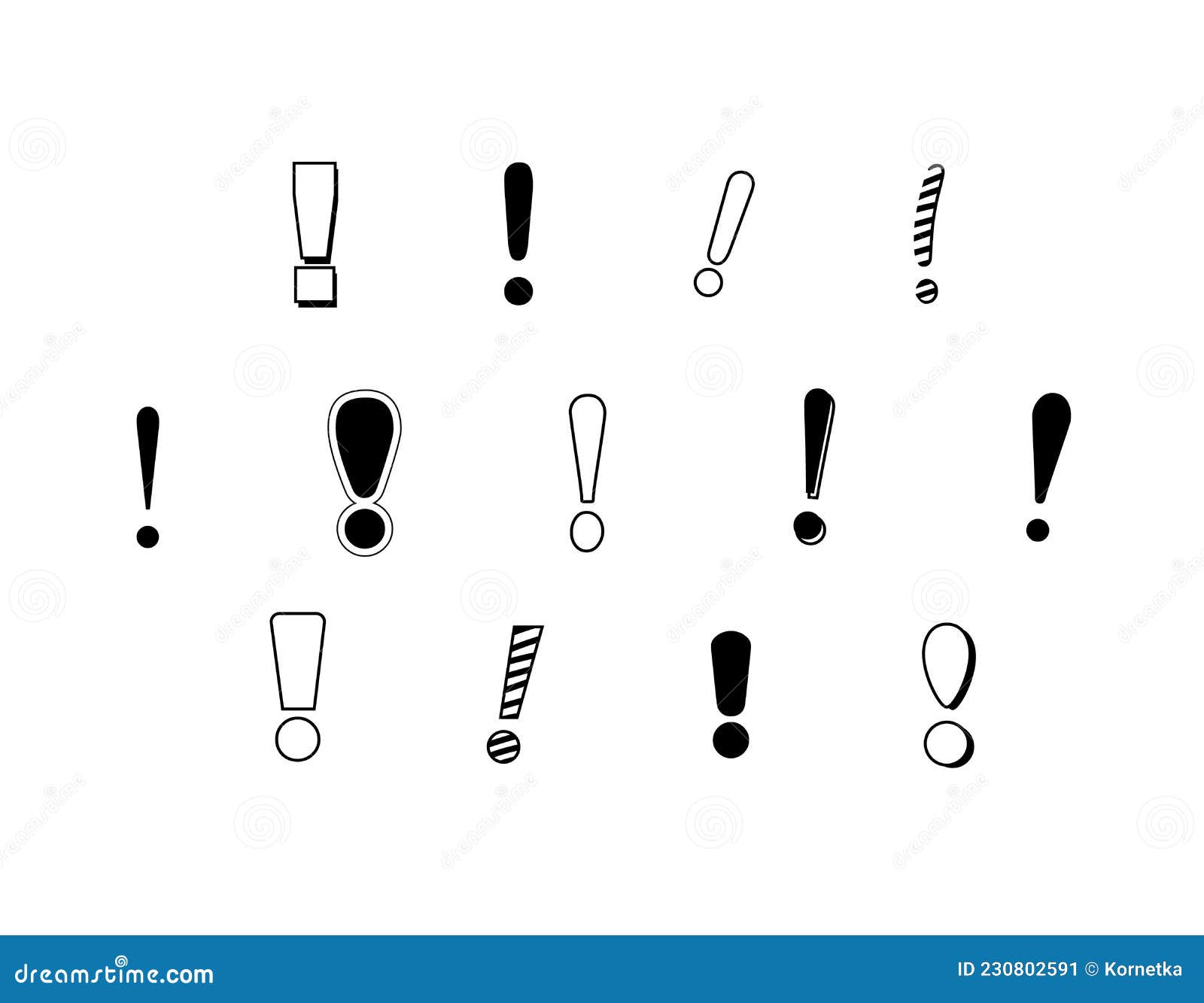 Large Collection of Exclamation Marks. Exclamation Points are Hand ...