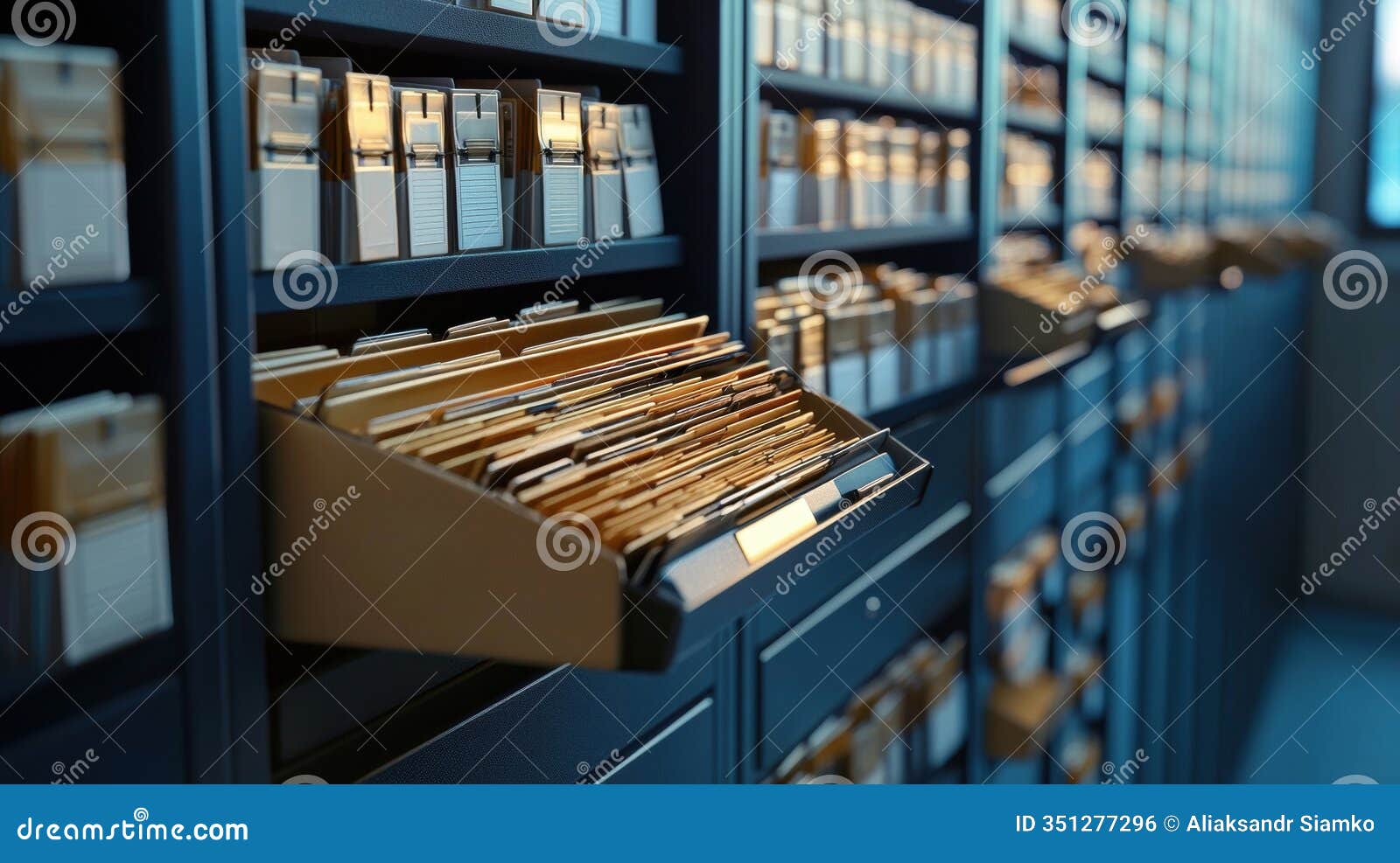 A Large Collection of Files in a Filing Cabinet Stock Illustration ...