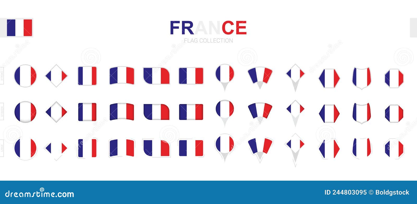 Large Collection of France Flags of Various Shapes and Effects Stock ...
