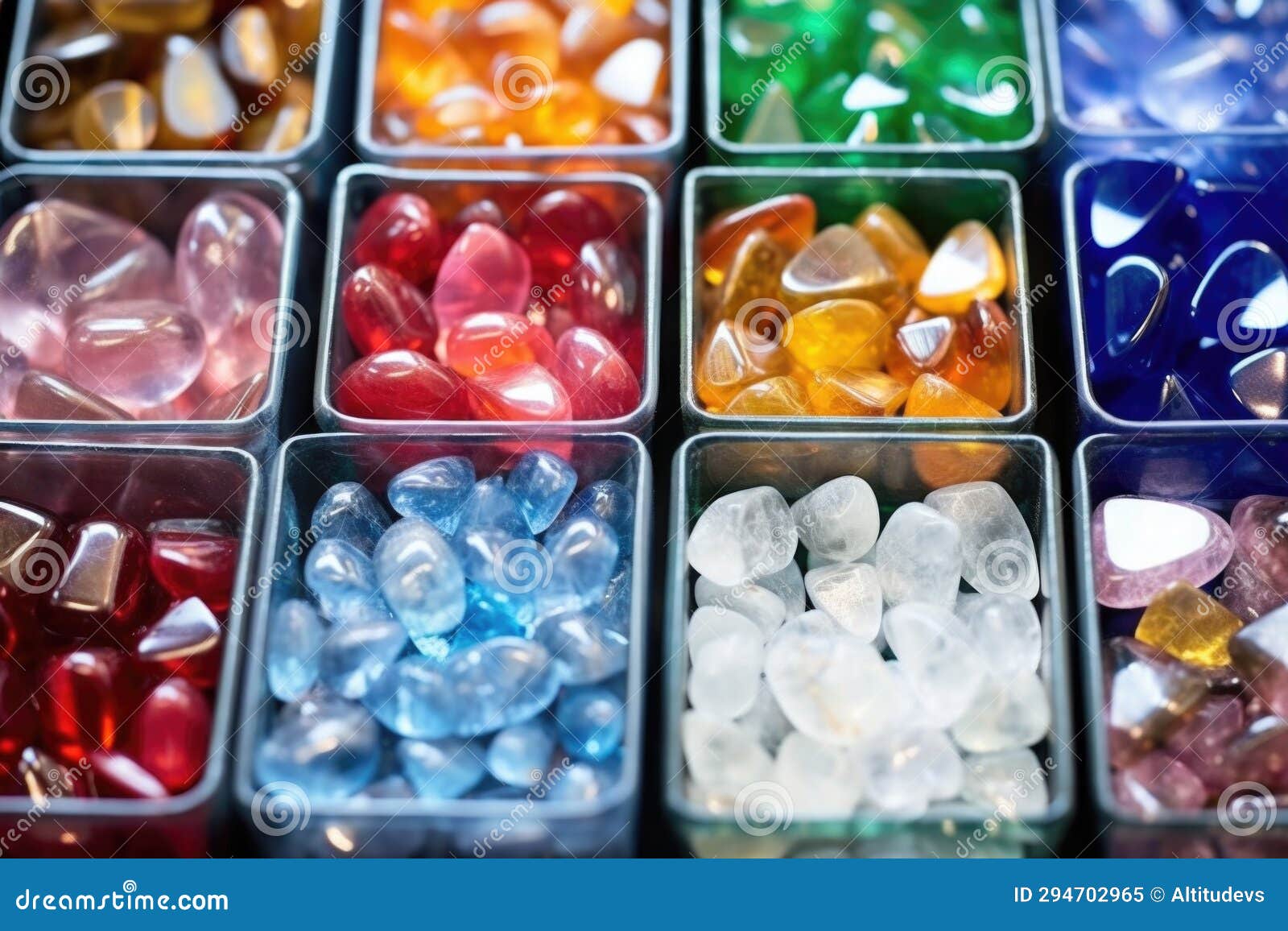 Large Collection of Glass Gems in Containers Stock Image - Image of ...