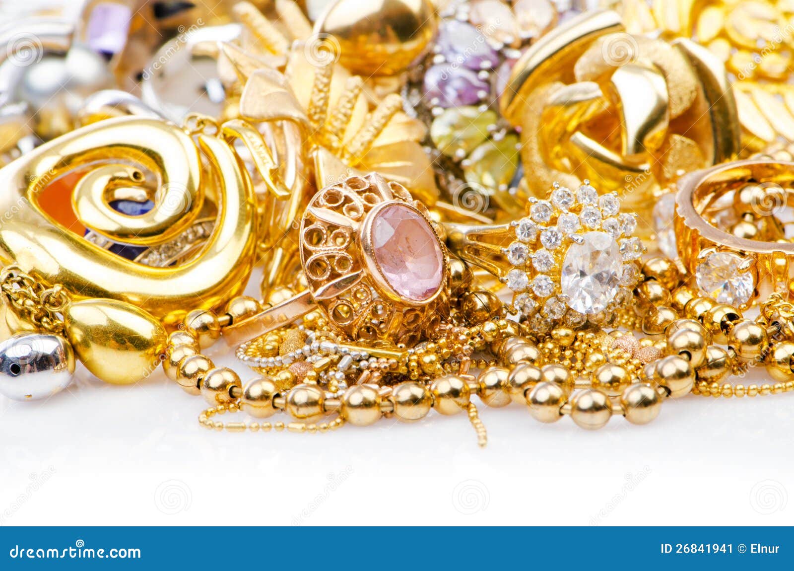 Large Collection of Gold Jewellery Stock Image - Image of isolated ...