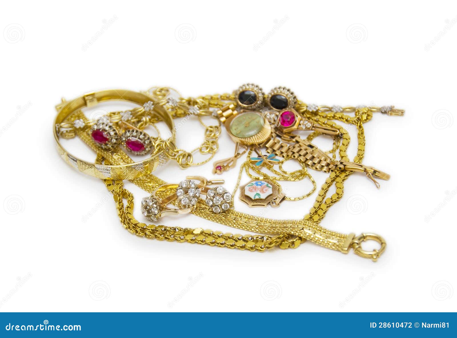 Large Collection of Gold Jewellery Stock Photo - Image of beauty, macro ...