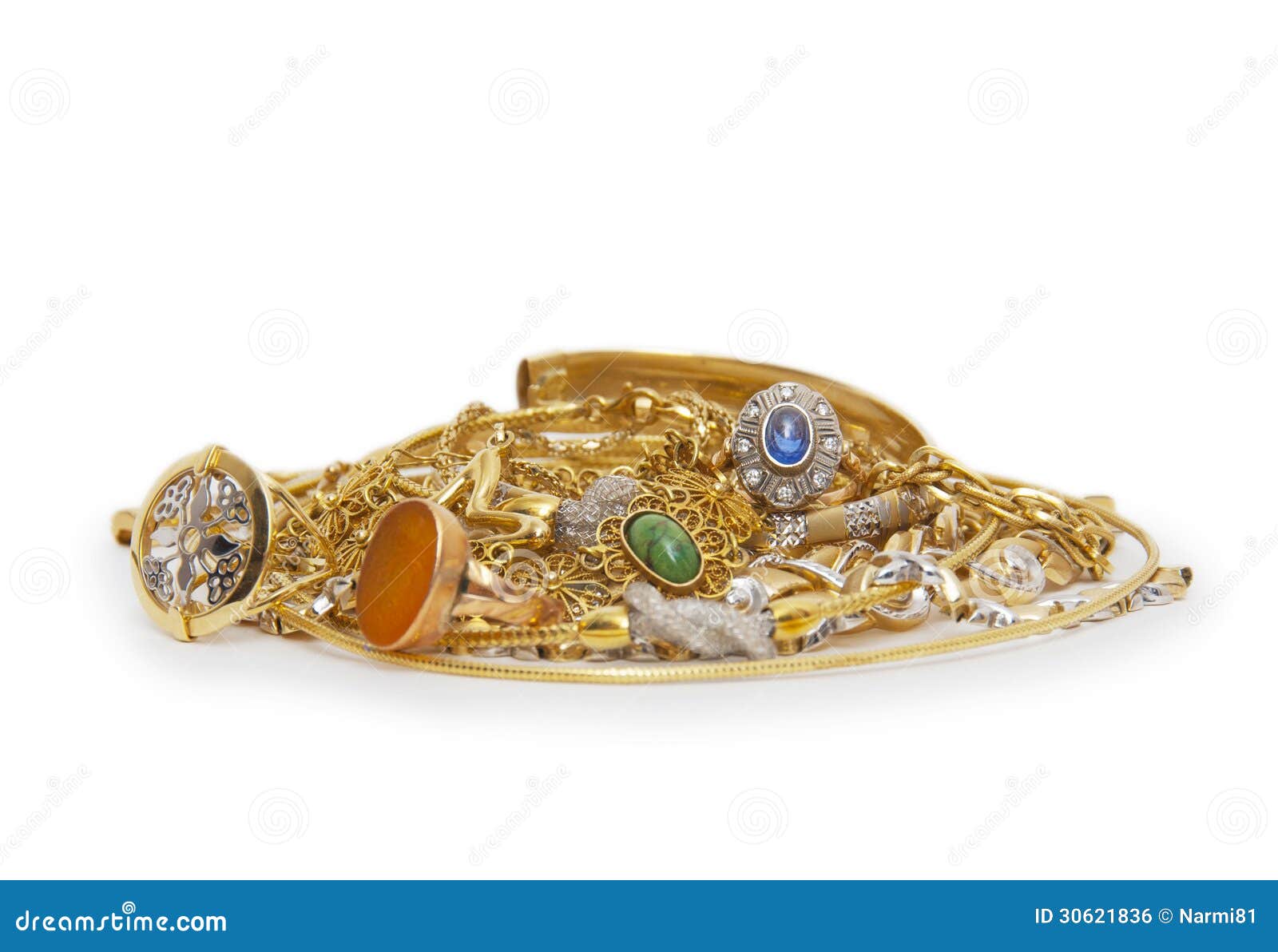 Large Collection of Gold Jewellery Stock Photo - Image of elegance ...