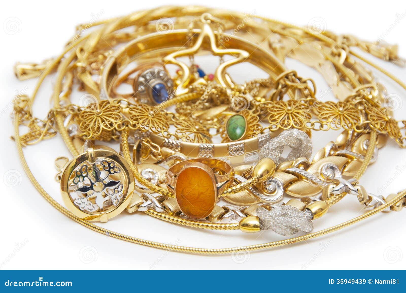 Large Collection of Gold Jewellery Stock Image - Image of bigotries ...