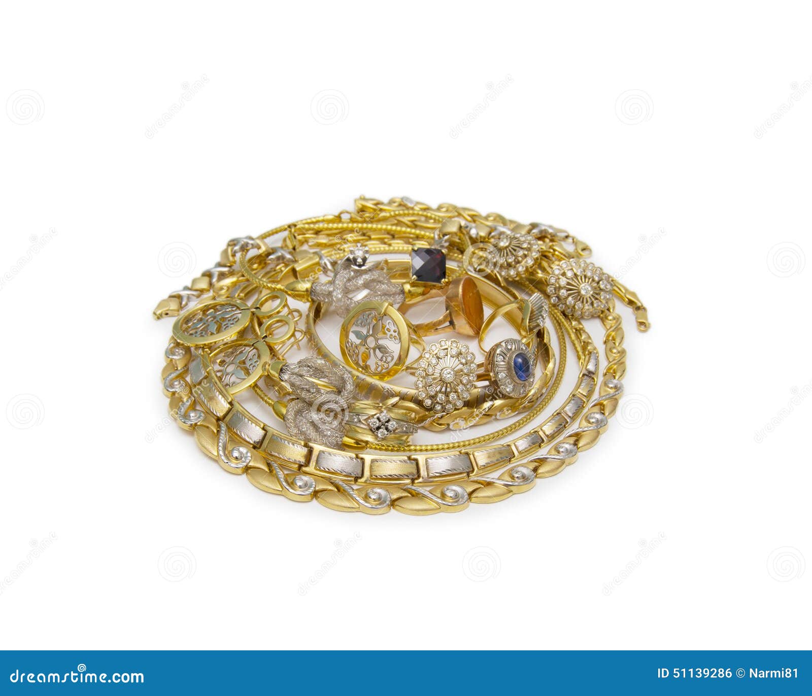 Large Collection of Gold Jewellery Stock Photo - Image of chain ...