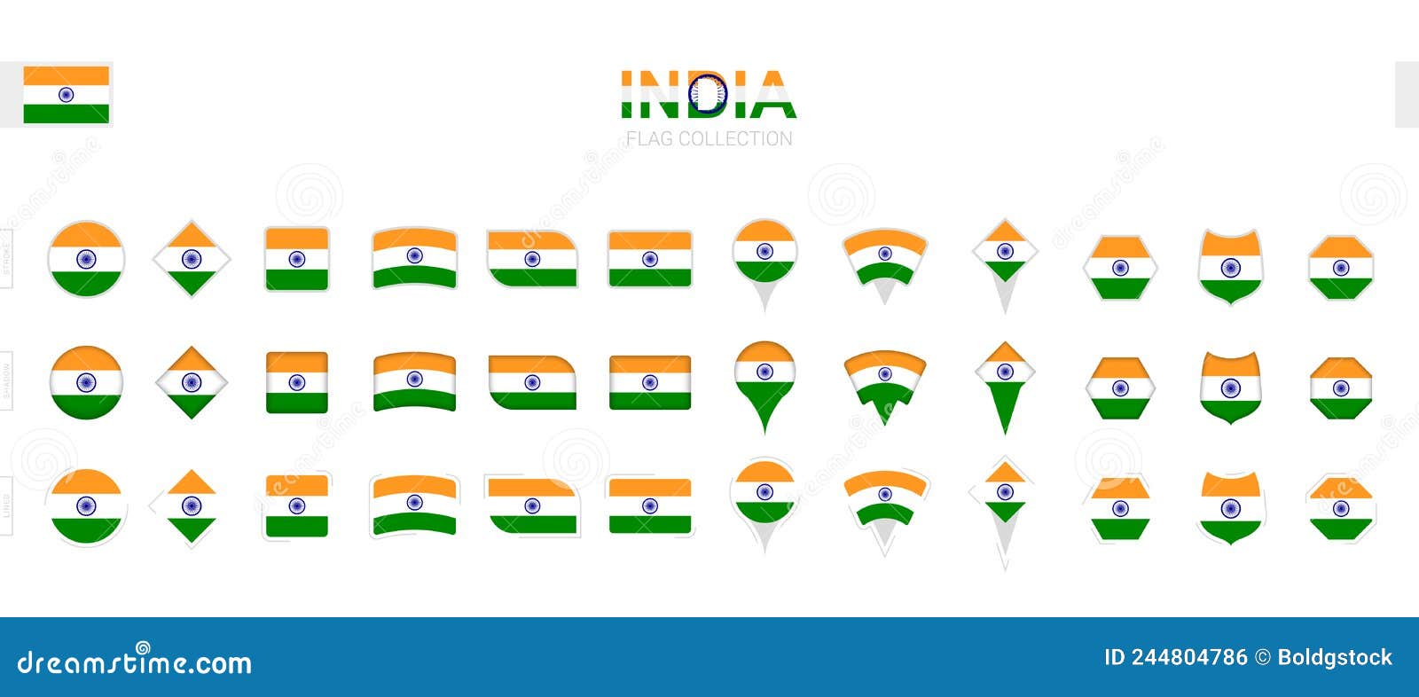 Large Collection of India Flags of Various Shapes and Effects Stock ...