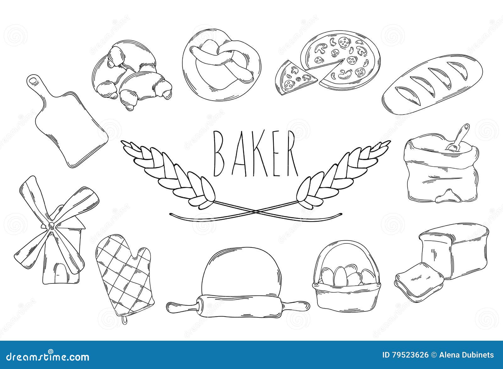 Large Collection of Line Icons in Hand Drawn Style for the Profession ...