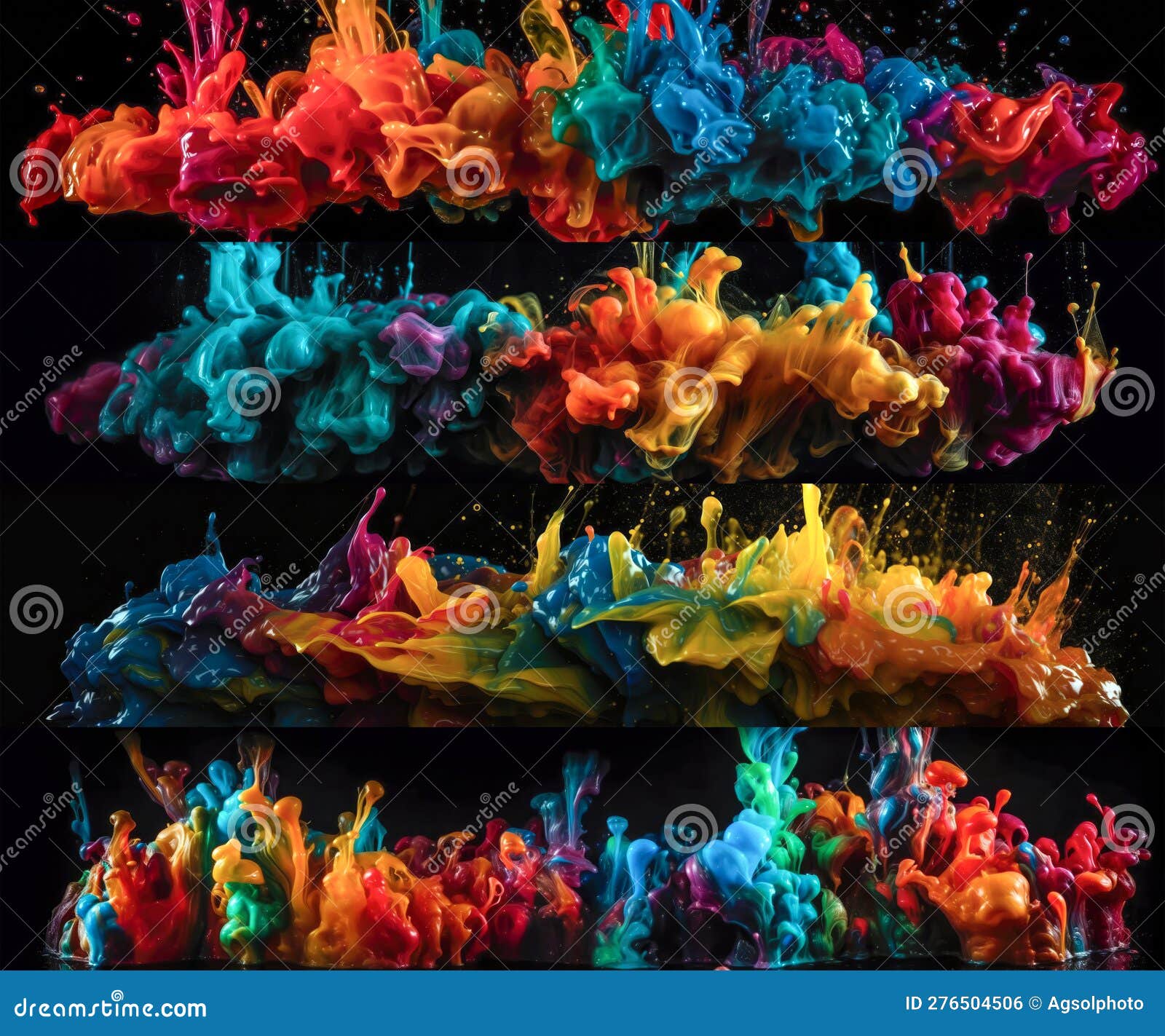 A Large Collection of Multi-colored Paints, Mixed in Water. a Set of ...