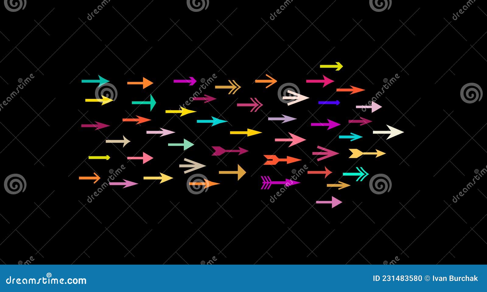 Large Collection of Multicolored Arrows. Flat Vector Illustration Stock ...
