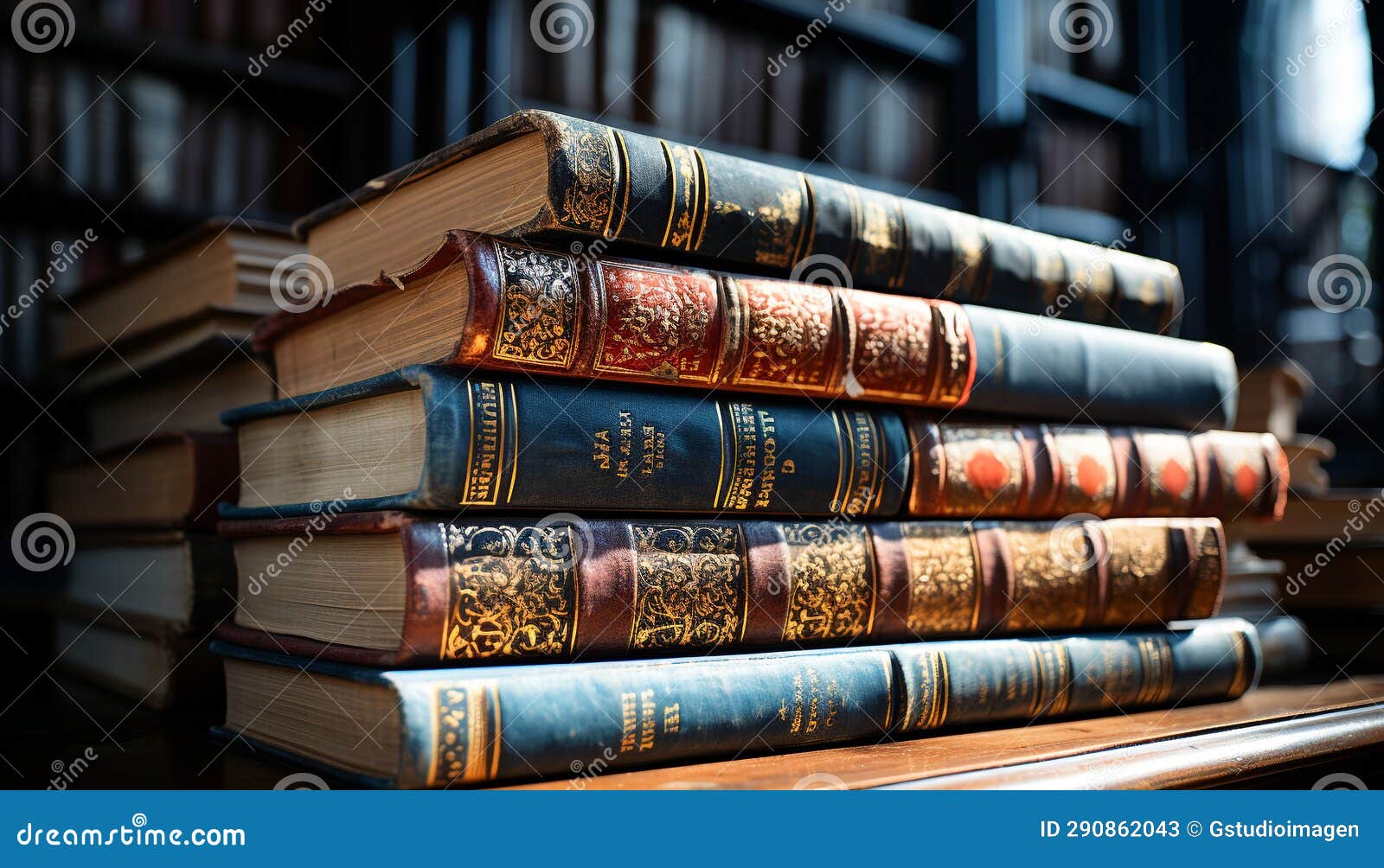 A Large Collection of Old Books in a Library Generated by AI Stock ...