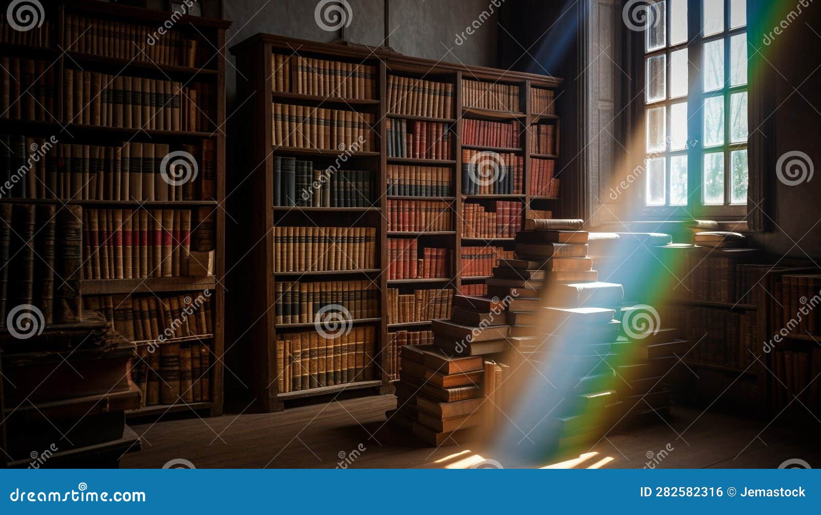 Large Collection of Old Textbooks in a Dark Library Bookshelf Generated ... Large Collection of Old Textbooks in a Dark Library Bookshelf Generated ...