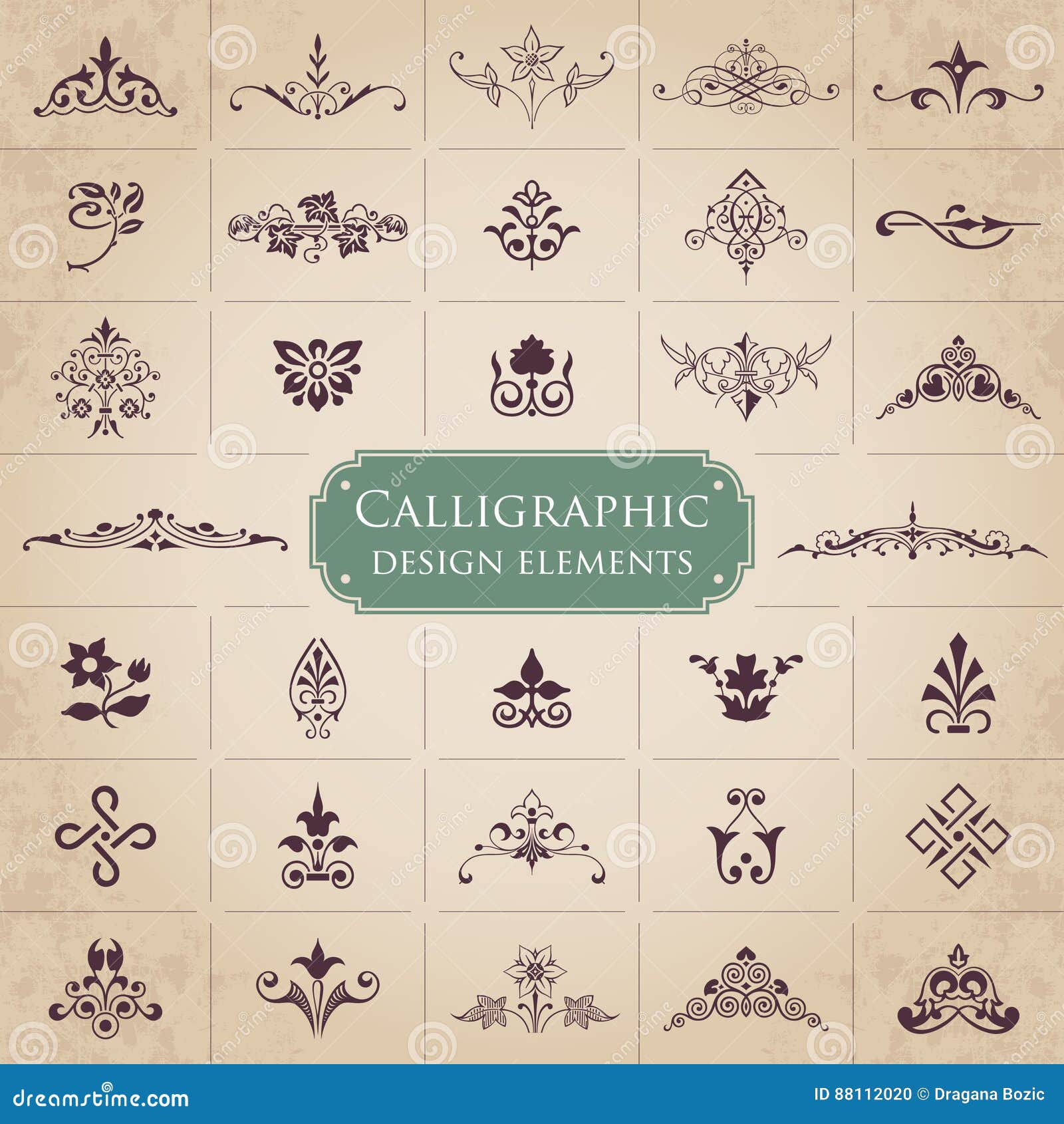 Large Collection of Ornate Calligraphic Design Elements - Vector Set Stock Vector - Illustration ...