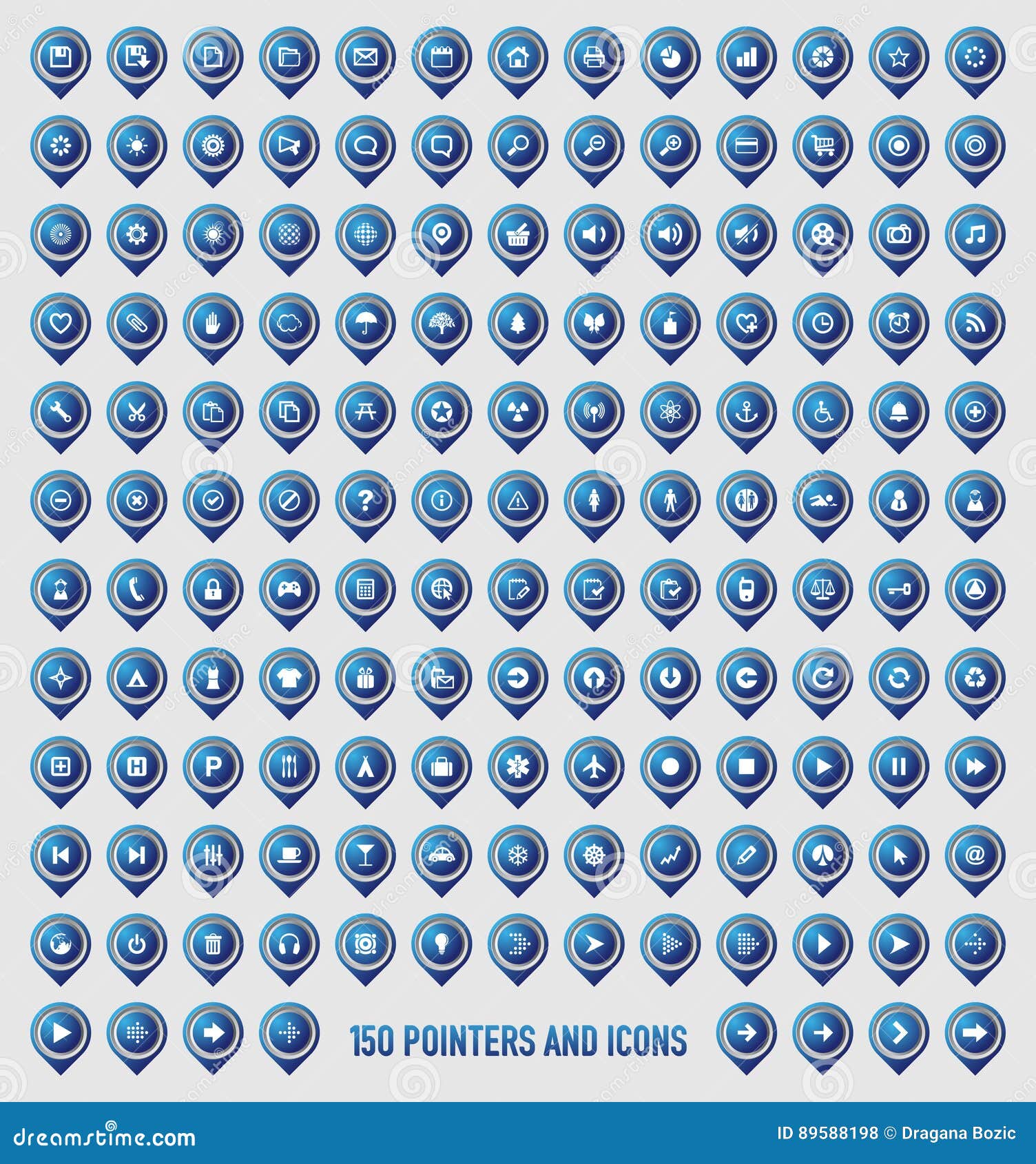 Large Collection of Pointer and Icon with Symbols Stock Vector ...