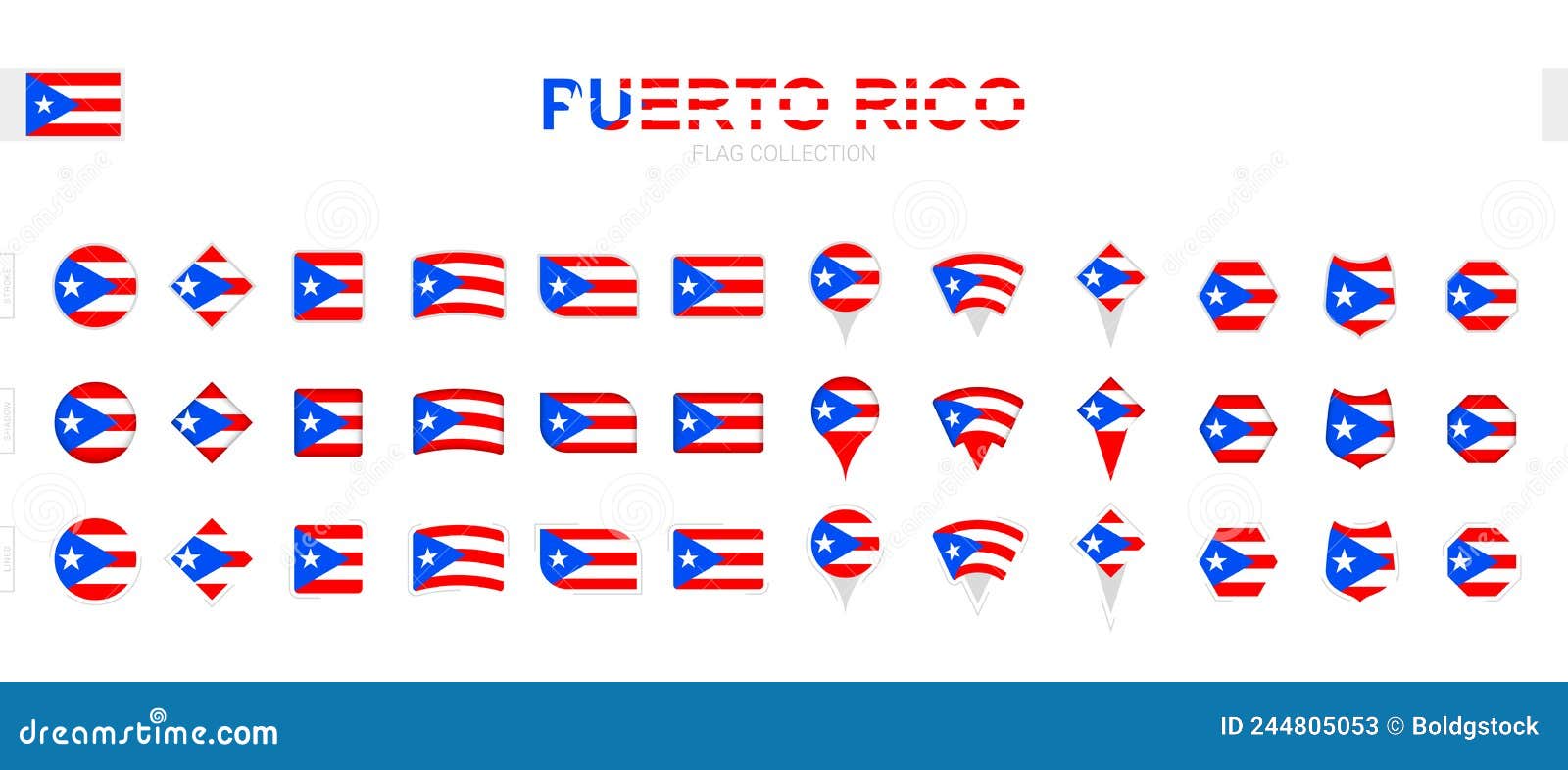 Large Collection of Puerto Rico Flags of Various Shapes and Effects ...
