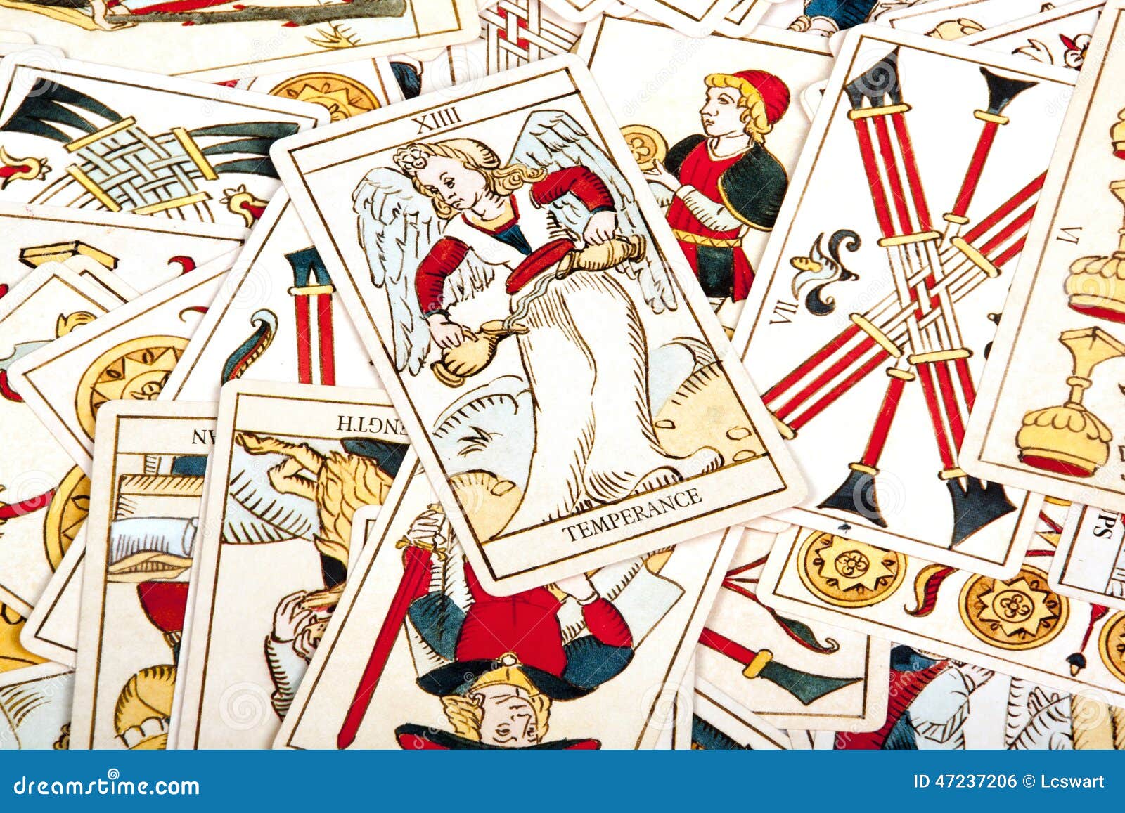 Large Collection of Scattered Colored Tarot Cards Stock Photo - Image ...