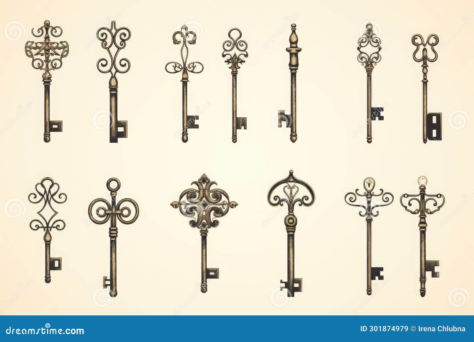 Large Collection of Silhouettes of Retro Keys of Different Styles Stock ...
