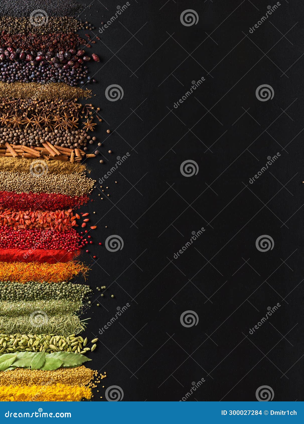 Large Collection Spices and Herbs on Background of Black Table ...