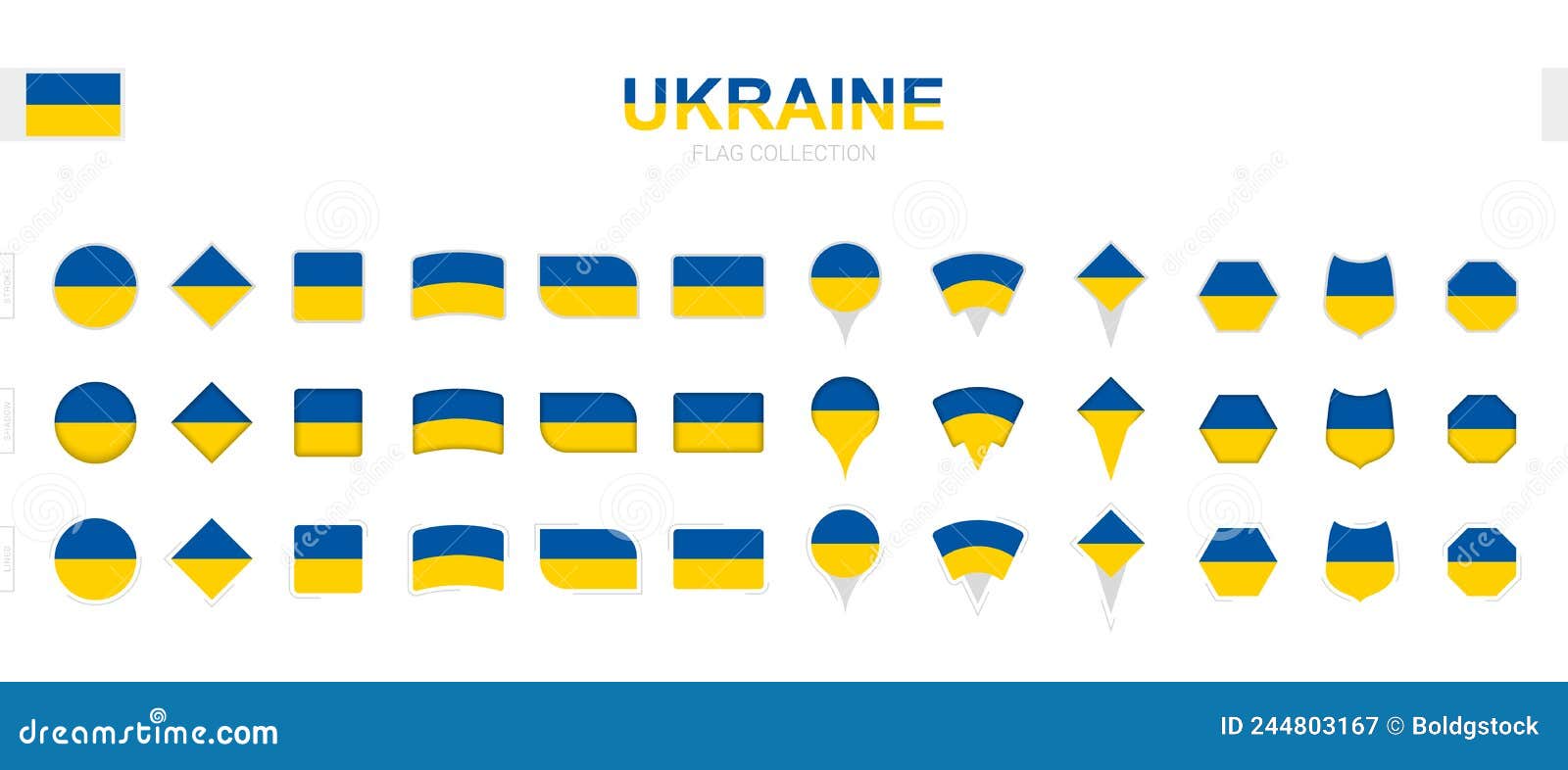 Large Collection of Ukraine Flags of Various Shapes and Effects Stock ...