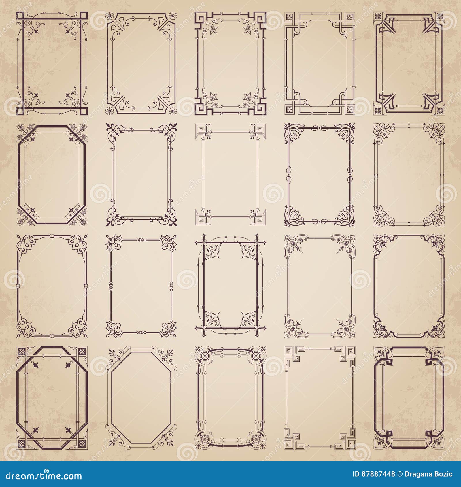 Large Collection of Vintage Calligraphic Frames - Vector Set Stock ...