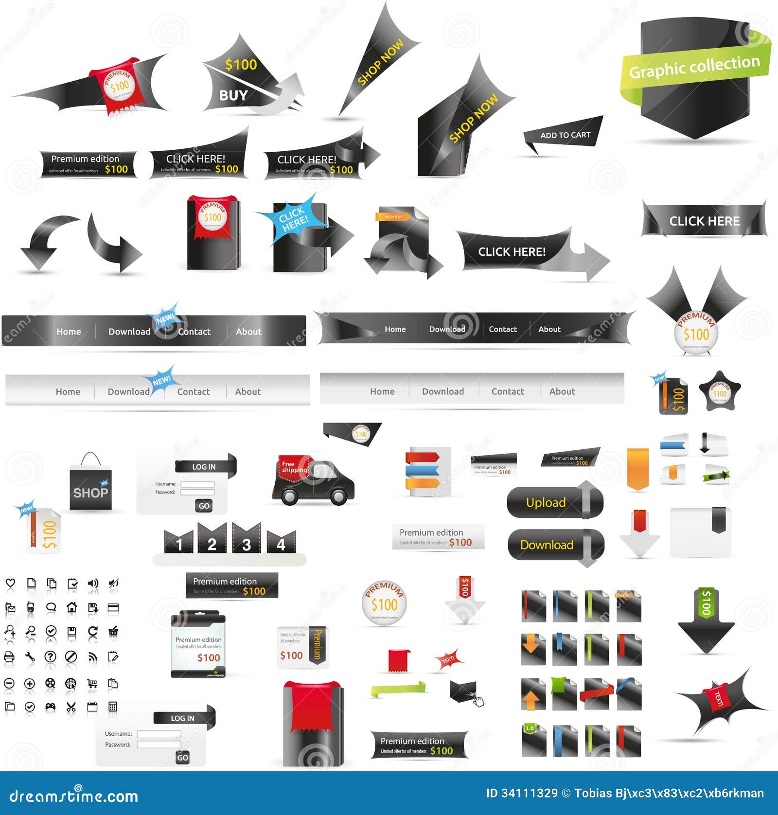 Large Collection of Web Graphics Stock Illustration - Illustration of ...